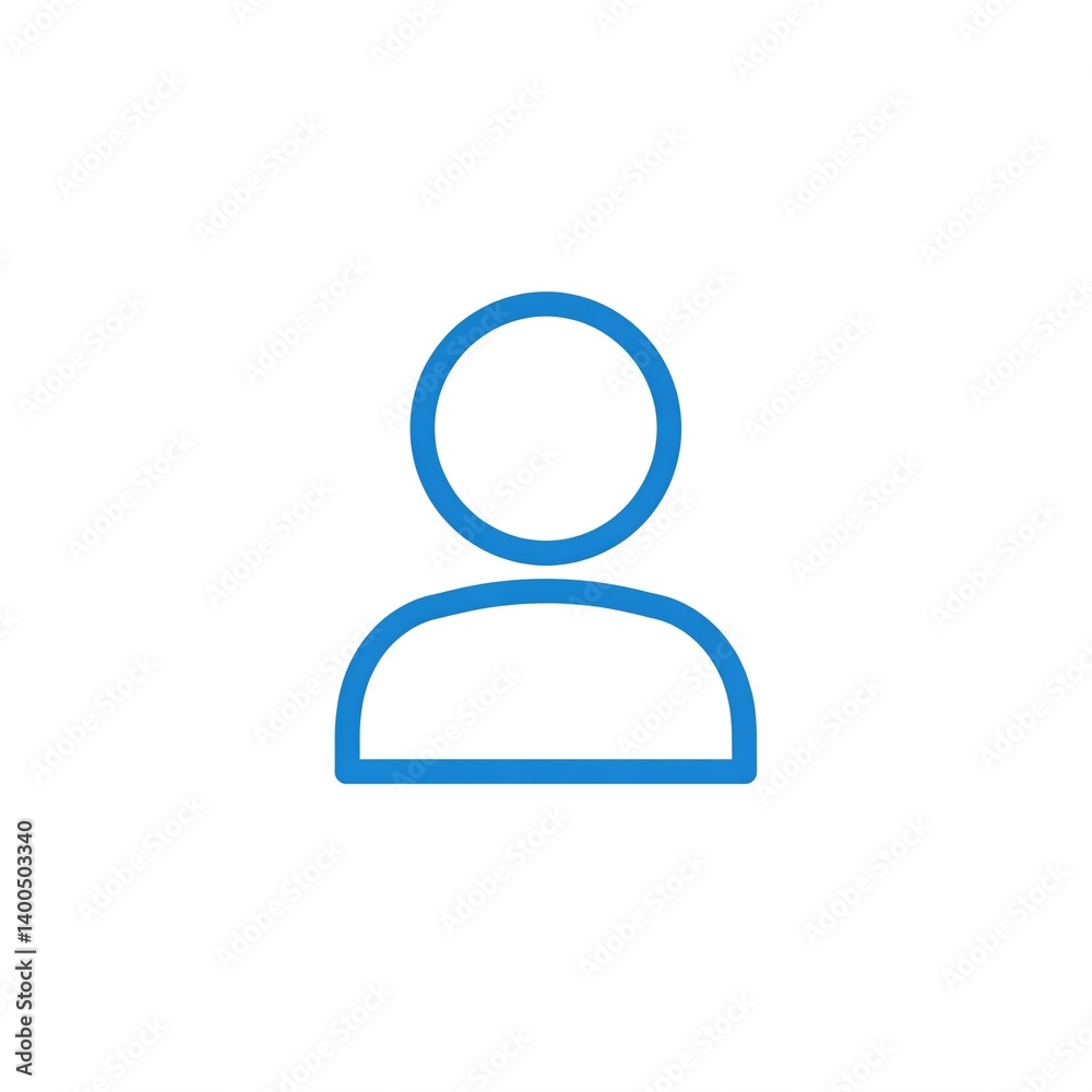 Simple blue outline user icon on white background, commonly used for ...