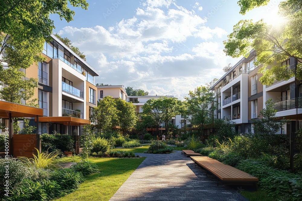 Modern Residential Complex with Contemporary Architecture and Green ...