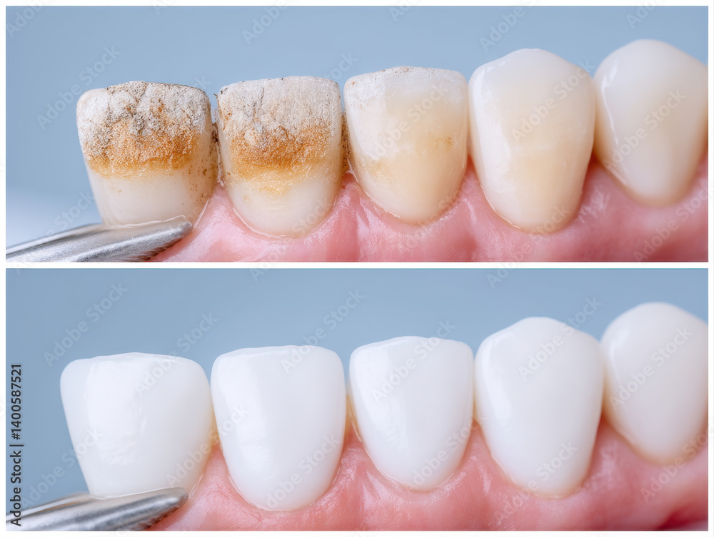 Dental procedure result close up showing decayed teeth before and after ...