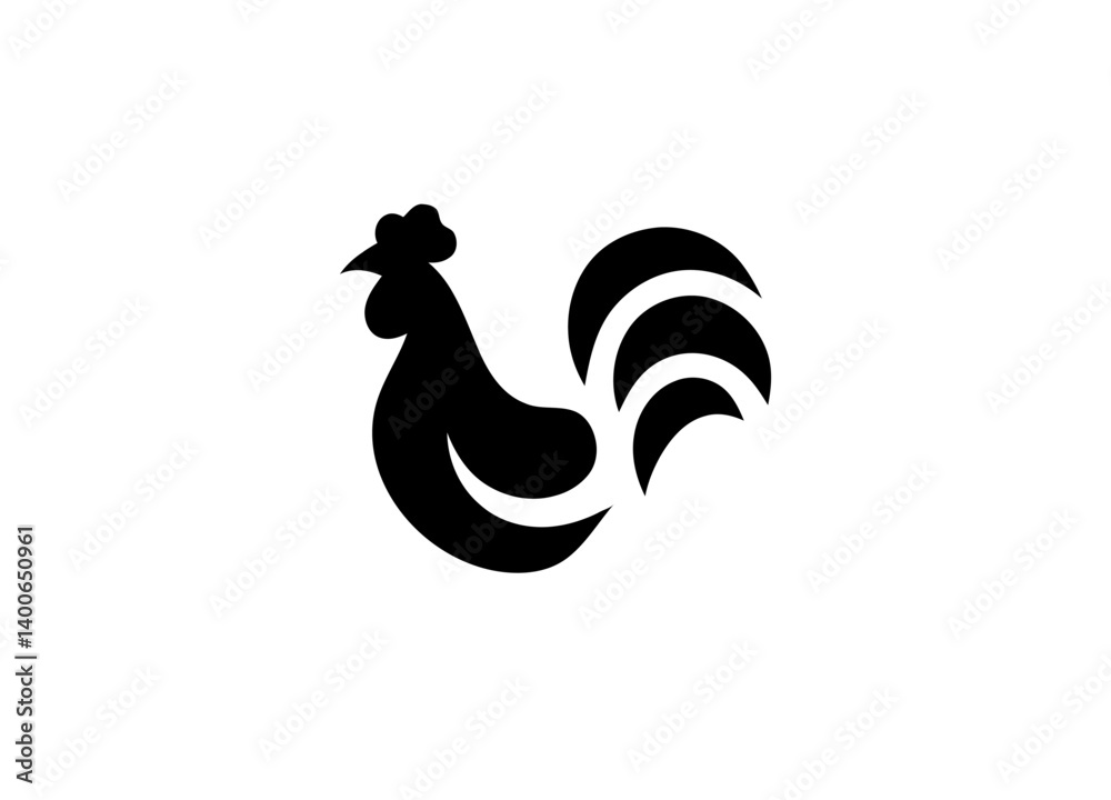 Stock-Vektorgrafik „Rooster Silhouette: A bold black rooster silhouette ...