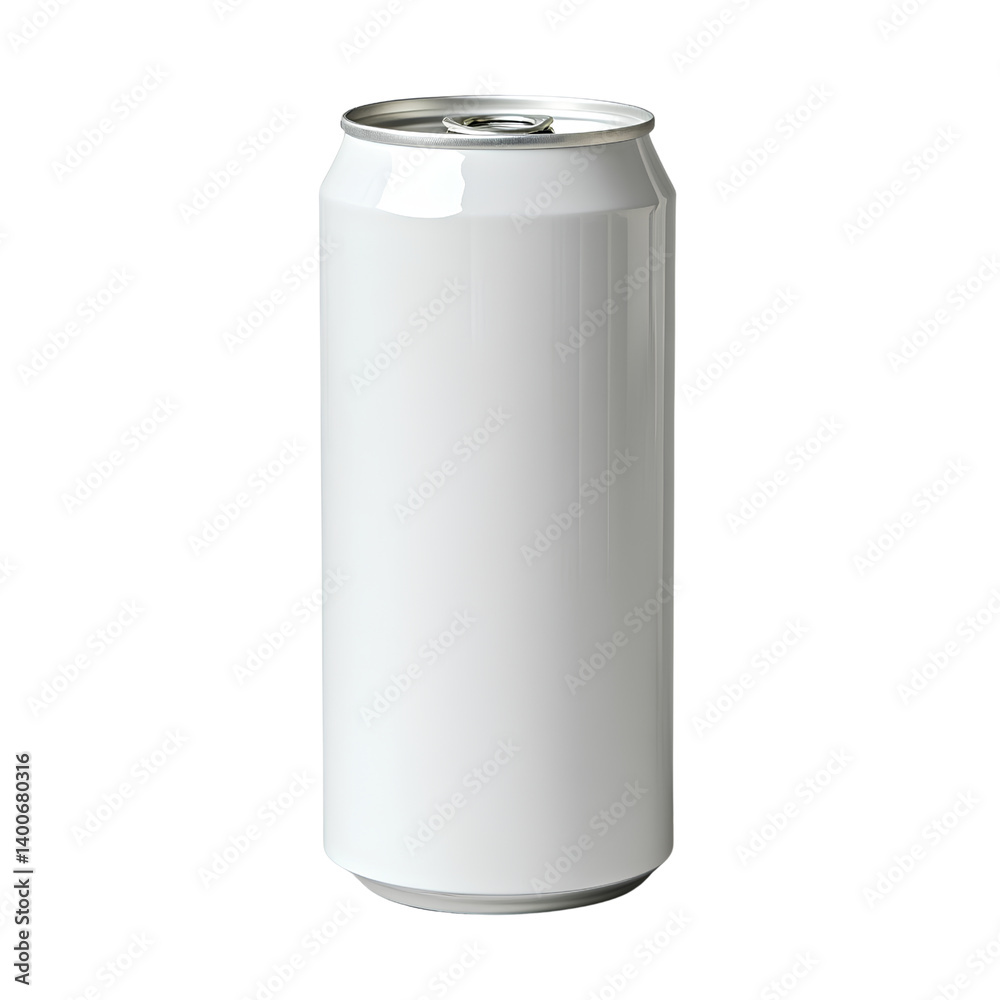 blank can mockup, 50 cl tall soda drink can, front view, gray ...