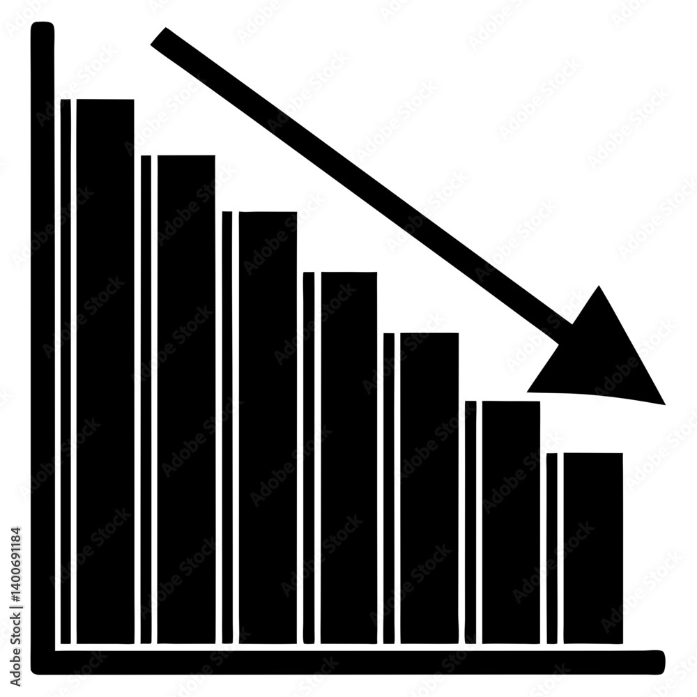 Decline Graph: A stark visual of a downward-trending bar graph ...