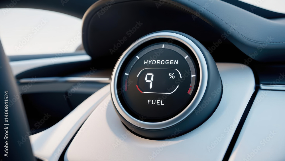 Hydrogen fuel gauge displays remaining hydrogen level in modern vehicle ...