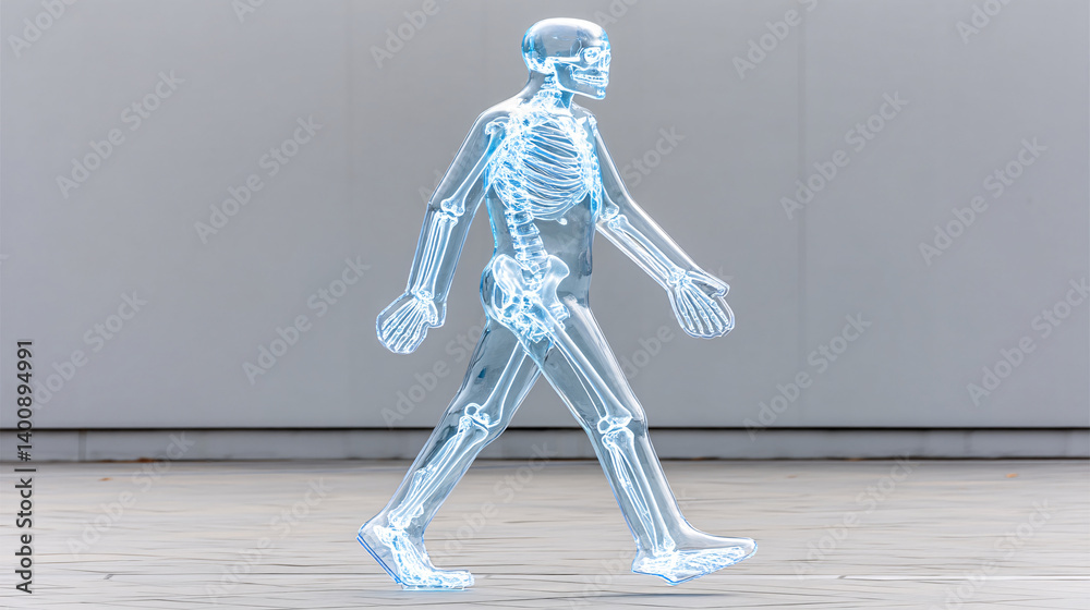 Illustration Stock transparent human model displaying real time joint ...