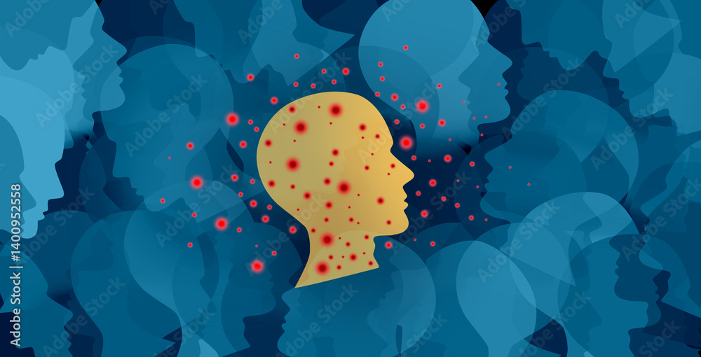 Measles outbreak as a very contagious disease medical concept as a person with a viral illness ...