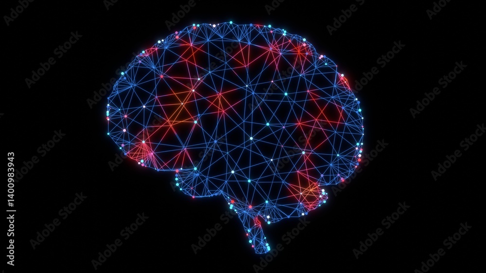 brain activity connections nervous system 2d illustration. Can be used ...