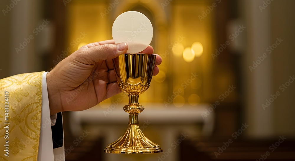 wafer and wine symbolizing the last supper and the body and blood of ...
