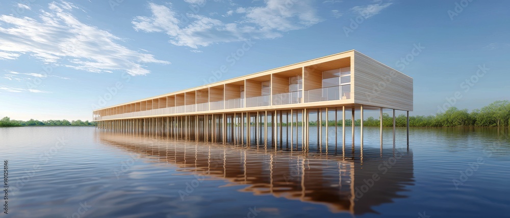 Modular flood-proof school building raised on stilts, using sustainable ...