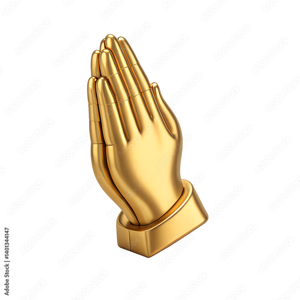 Golden Hands in Prayer Position A 3D Render of Praying Hands Symbolic ...