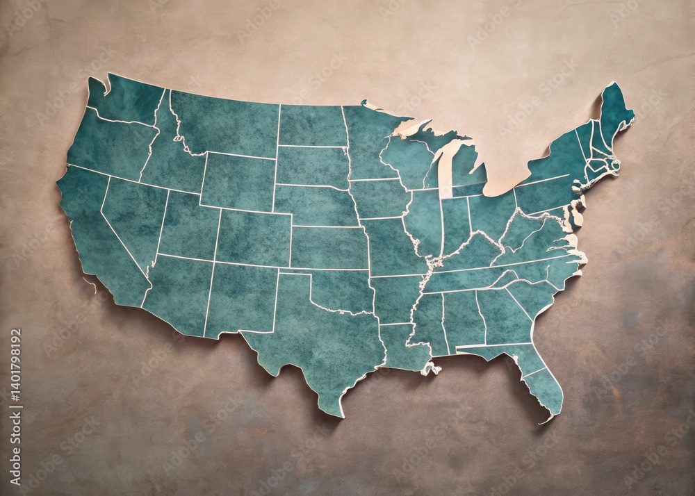 Minimalist US Political Map: Single State Highlights, American ...