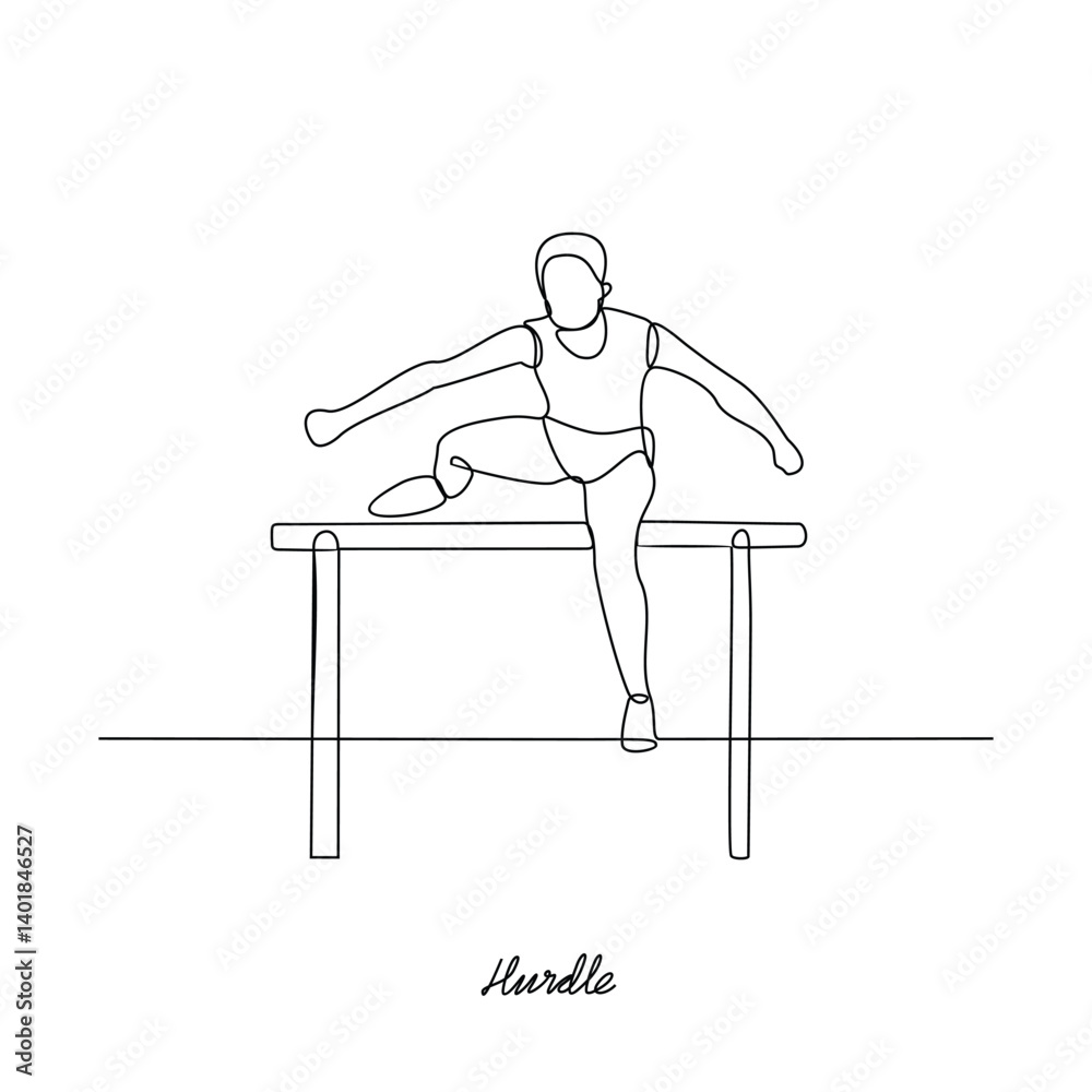 One continuous line drawing of a Hurdle vector illustration. Type of ...