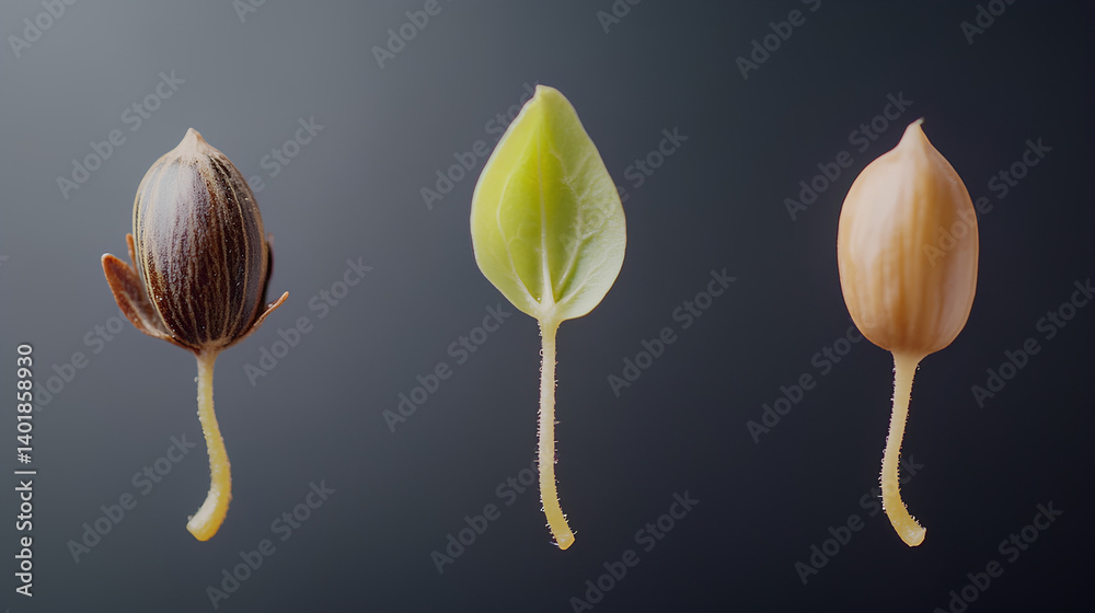 Plant growth stages from seed to mature plant. Seedling evolution ...