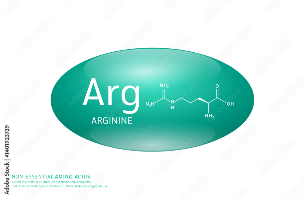 Vektor Non essential amino acids arginine green ellipse form with ...