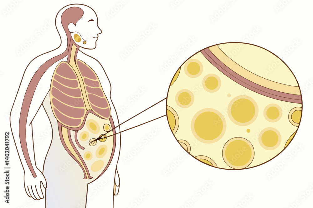 Stock-Vektorgrafik „36 Human torso, belly fat, detailed skin texture ...