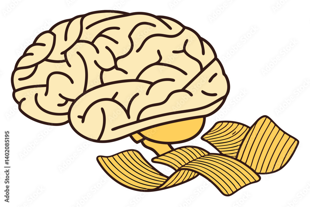 52 Brain-shaped potato chips, golden crispy snacks, neurological food ...