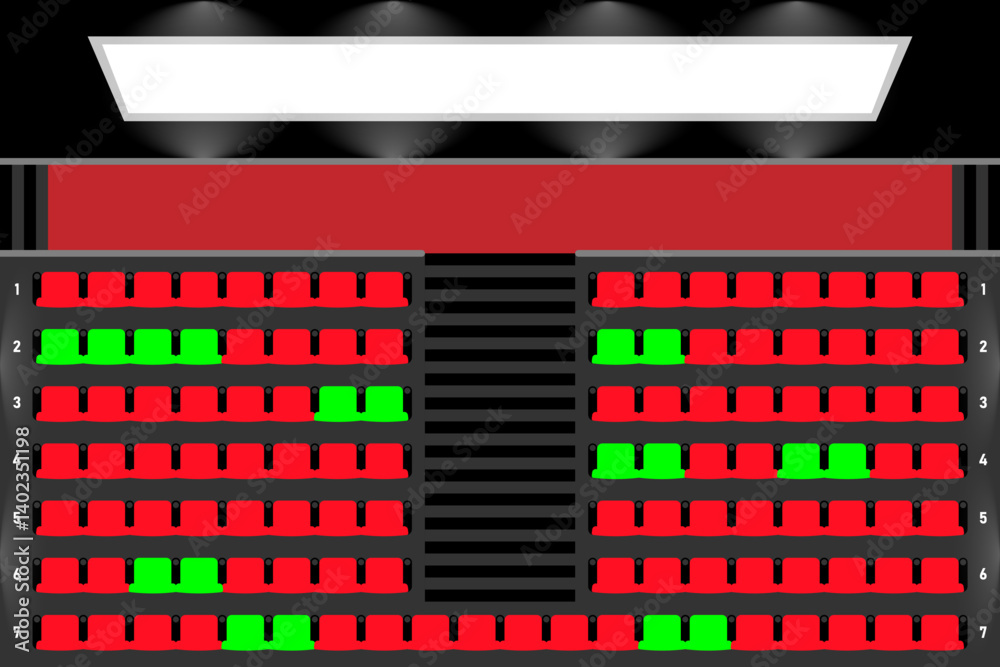 Cinema seats booking online ui design scheme or film movie theatre ...