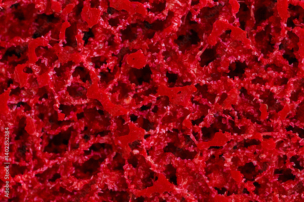 orous structural surface close-up, red background, grinding wheel ...