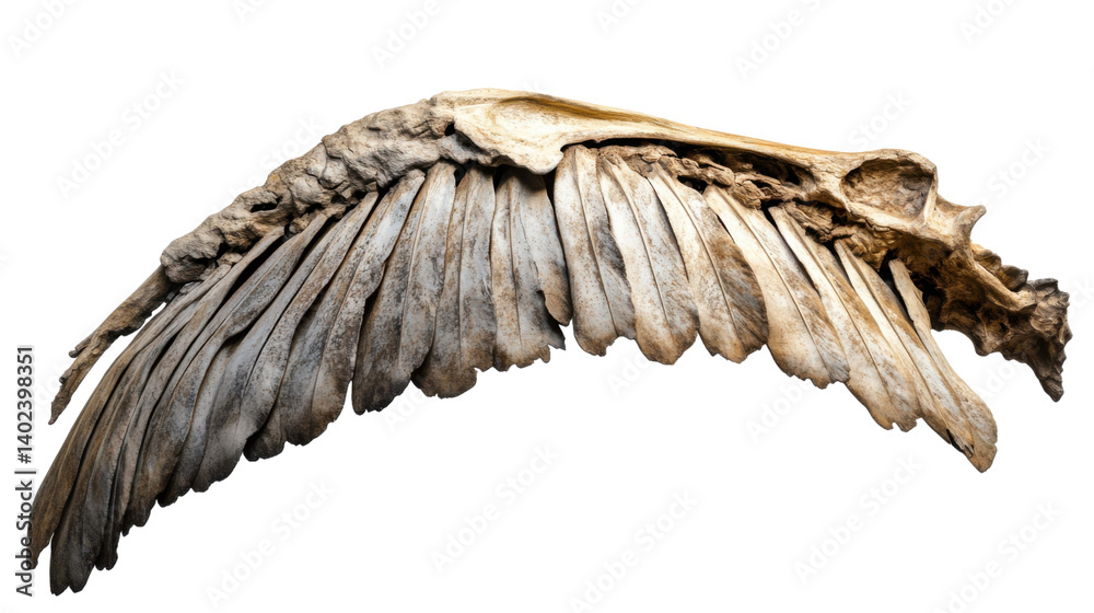 Skeletal Bird Wing: A weathered and skeletal bird wing, with intricate ...
