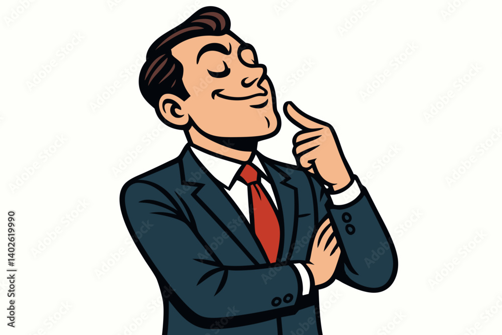 Confident Businessman Vector Illustration with Smug Expression and ...