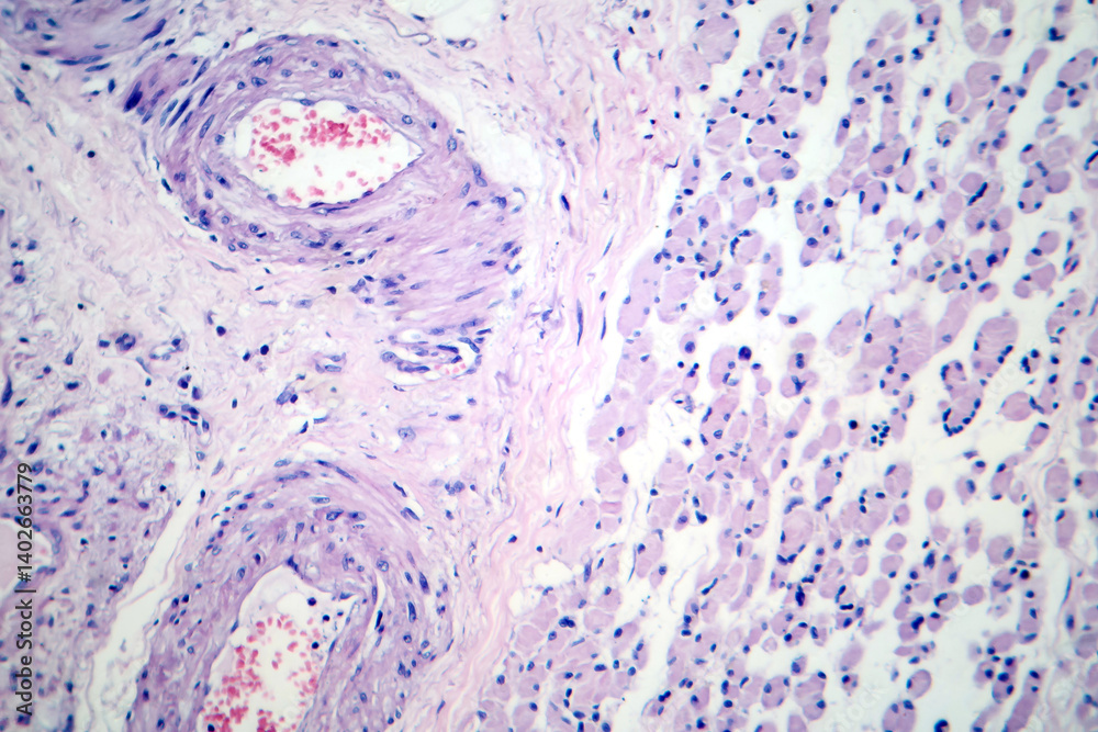 Skeletal muscle atrophy, photomicrograph showing decreased fiber size ...