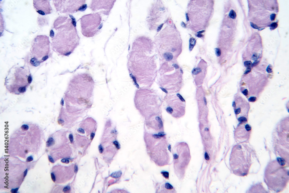 Stock-Foto „Skeletal muscle atrophy, photomicrograph showing decreased ...