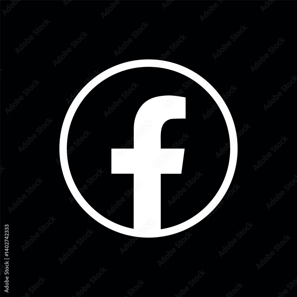 Facebook Logo White Circle Outline Icon, FB App Vector, Editable SVG ...