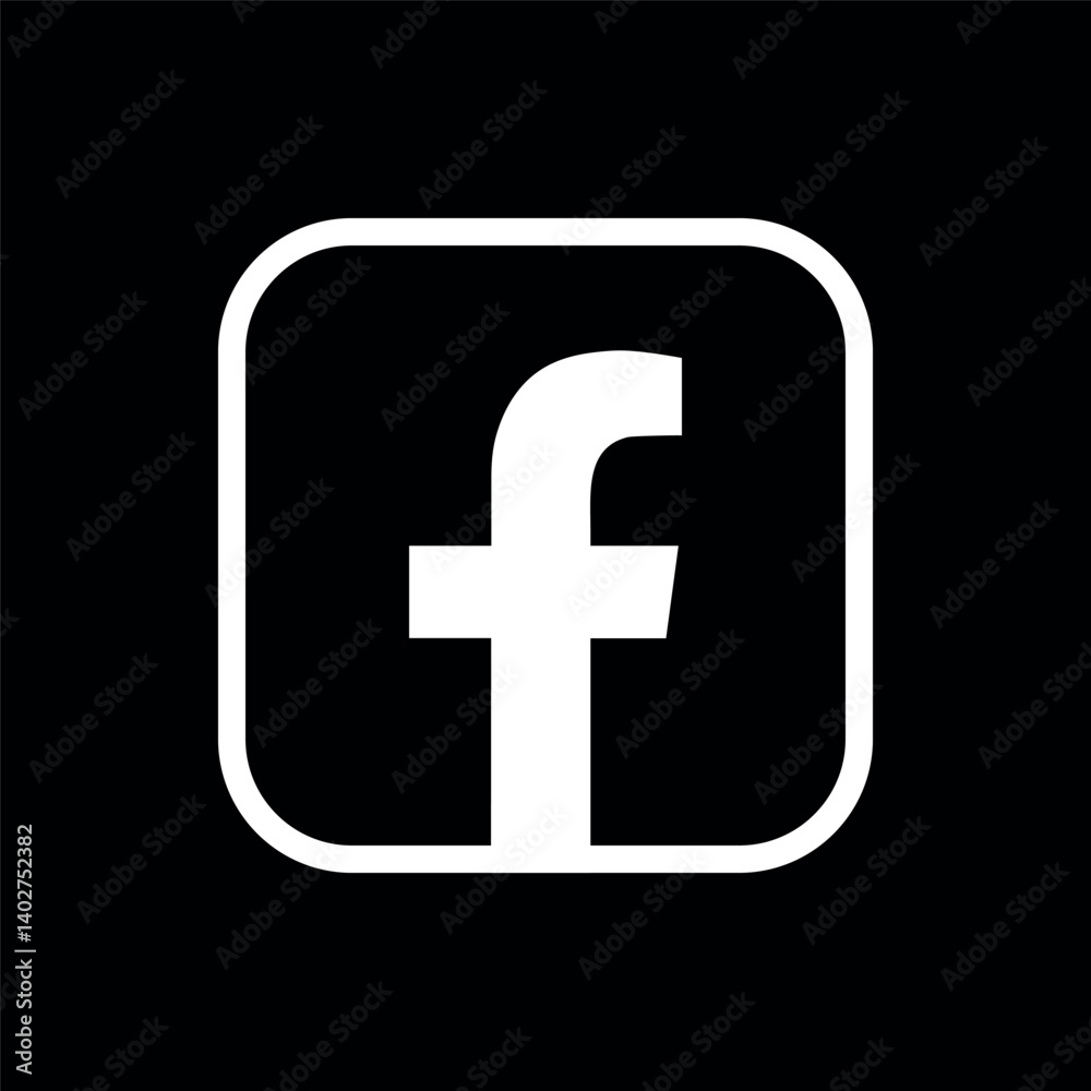 Facebook Logo Outline White Icon, FB App Vector, Editable SVG, PNG ...