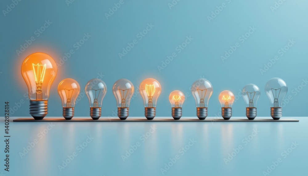 Timeline of Learning Different light bulbs of various sizes and caps to ...