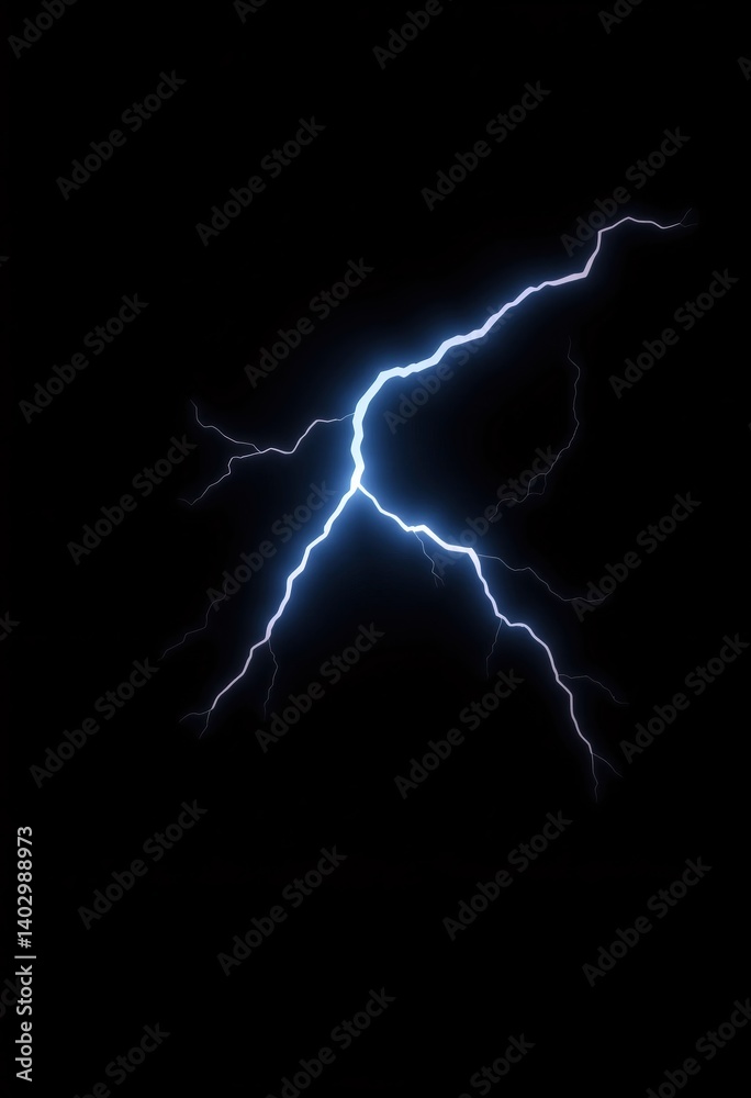 raw power and beauty of lightning strike against pure black backdrop ...