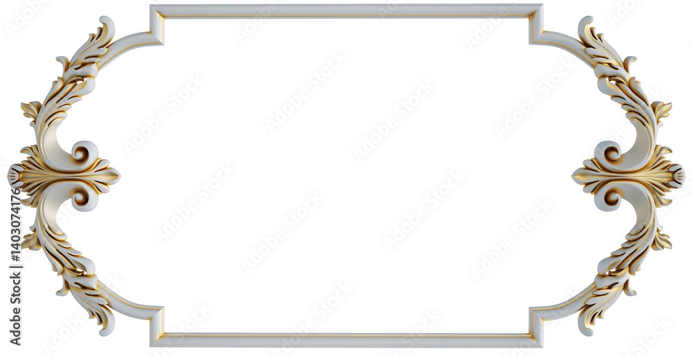 Gold patina ornament frame on transparent background, cut out, 3D ...