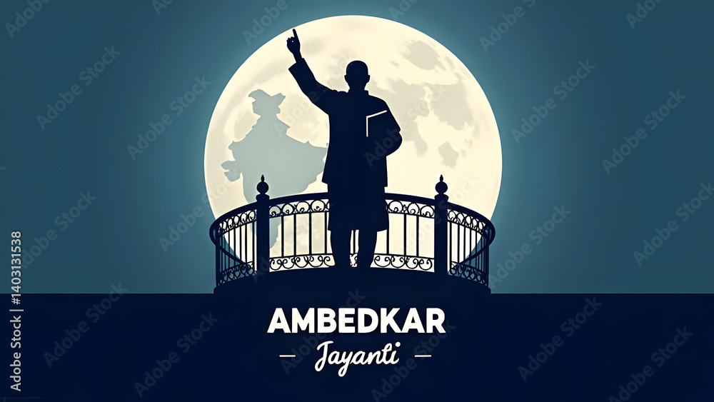 Ambedkar Jayanti Greeting Card Illustration with Silhouette of Dr. B. R ...