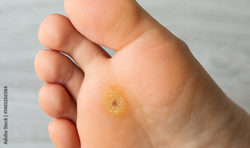 Plantar warts or Verruca Plantaris On the soles of the feet. A common ...