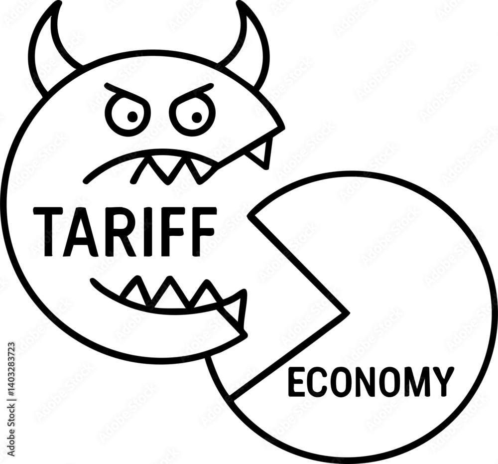Import Tariffs trade impact concept. Drawing depicting tariff impact on ...