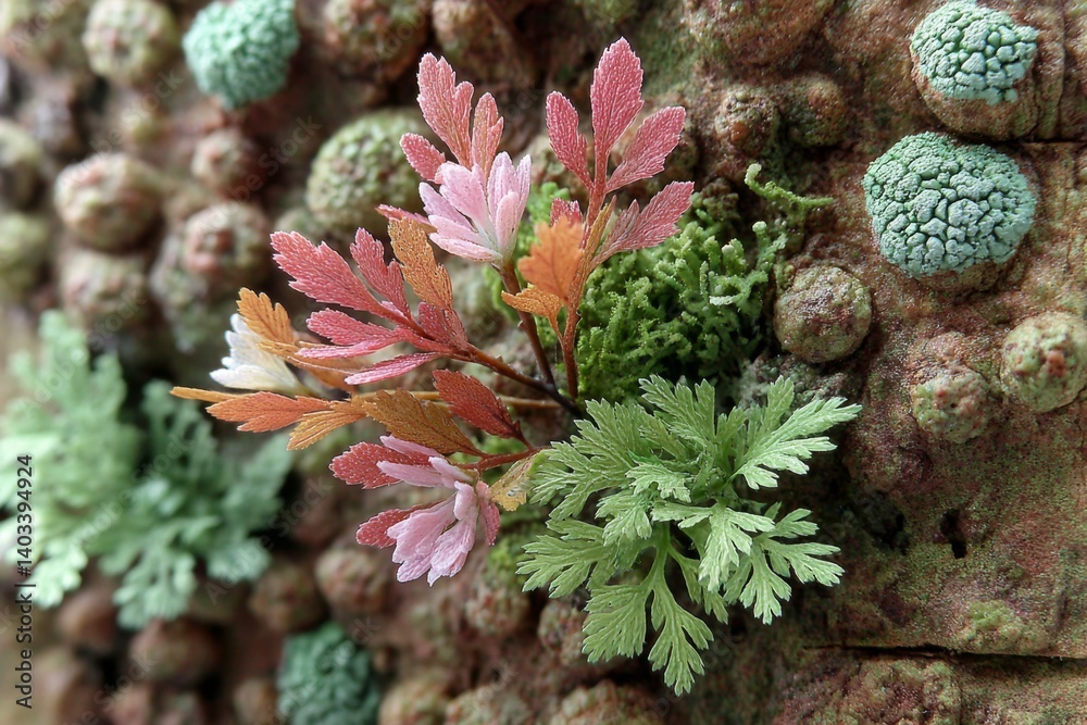 Tundra ecosystem with mosses, lichens, and migratory animals Stock ...