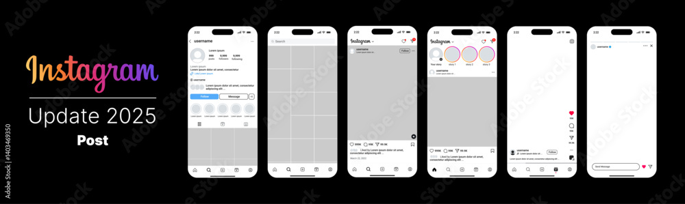 Instagram post story reels mockup template with updated 2025 grid size ...