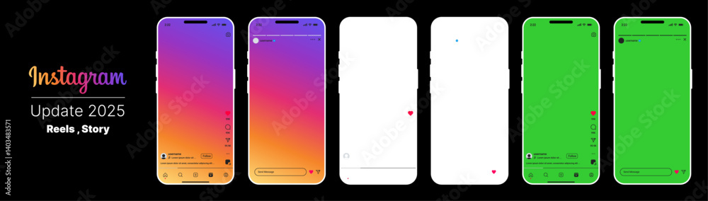 Instagram post story reels mockup template with updated 2025 grid size ...