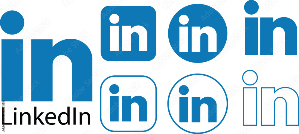 Linkedin mobile app icon and logo on transparent background, vector set ...
