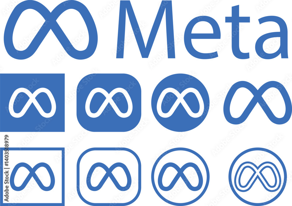 Meta logo icon set. Vector collection isolated on transparent ...
