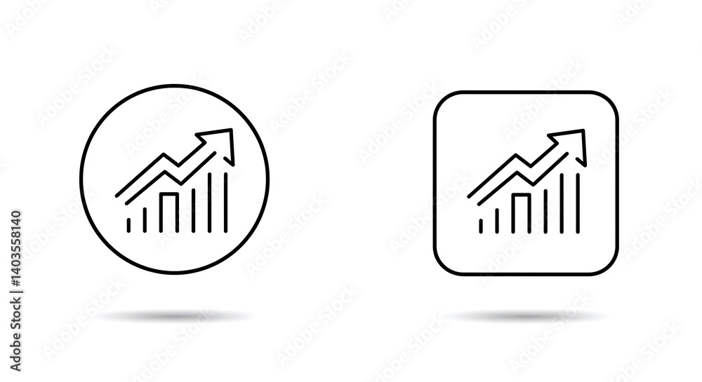 Growth Chart Icons: Line Art Design for Web & App UI AI Generated Stock ...