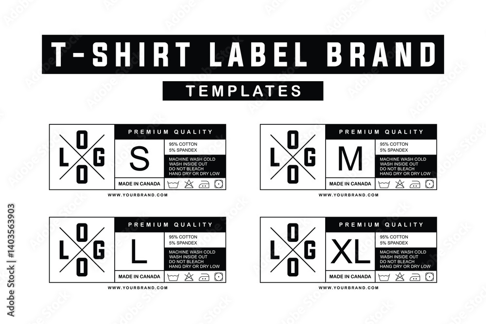 Clothing Tag Design Label Template with Size and Care Instructions ...