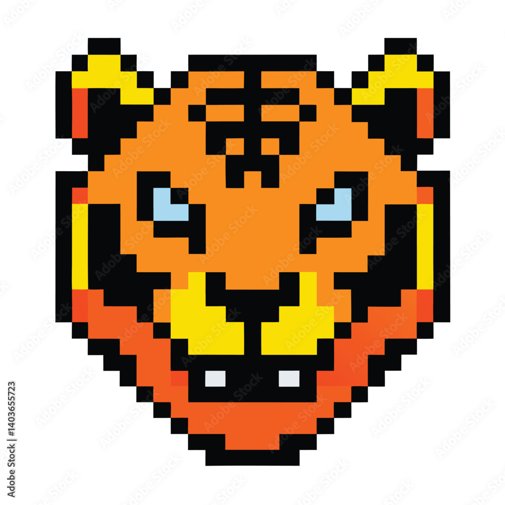 Tiger Head Vector Silhouette pixel art tiger head silhouette with an 8 ...