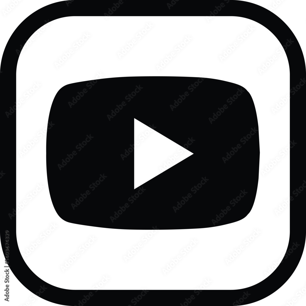 YouTube logo icon and play button vector isolated on transparent ...