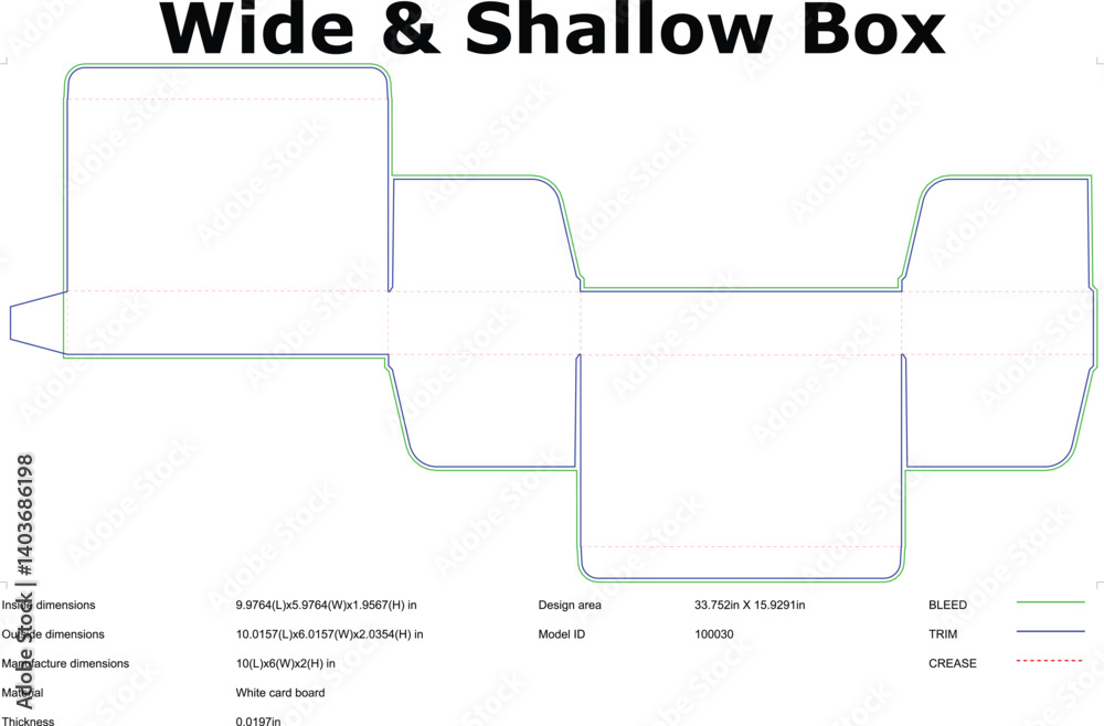 Technical Drawing Of A Wide And Shallow Cardboard Box Structure For ...
