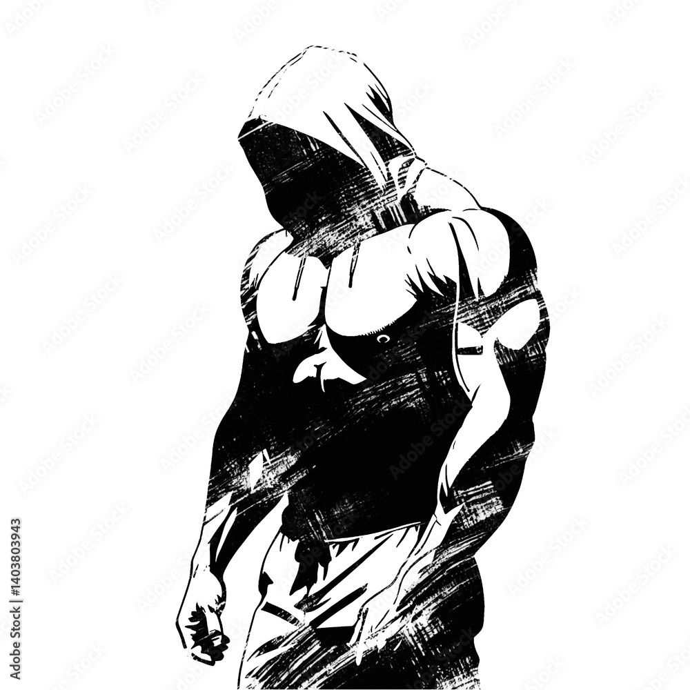 sketch of a Muscular Man Brush Style Stock Illustration | Adobe Stock