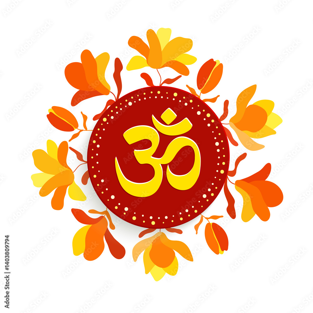 Indian sacred sound Om or Aum. Symbol of the divine triad of Brahma ...