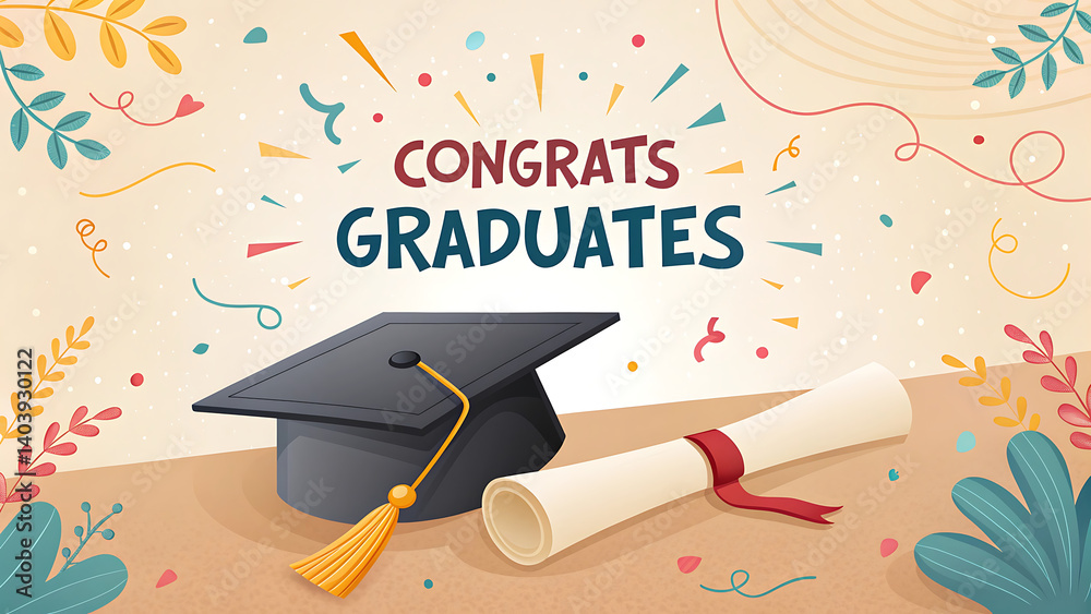 Graduate college, high school or university cap set isolated on ...