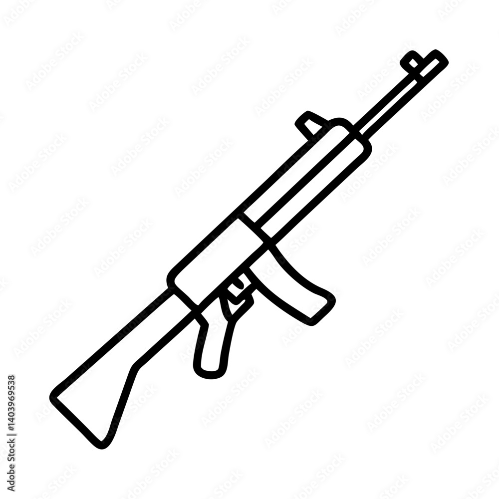 Ak 47 assault rifle vector icon illustration outline drawing military ...