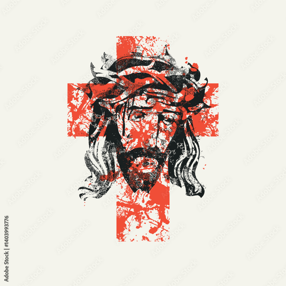 Vector de Stock Christian or catholic cross with Jesus Christ with ...