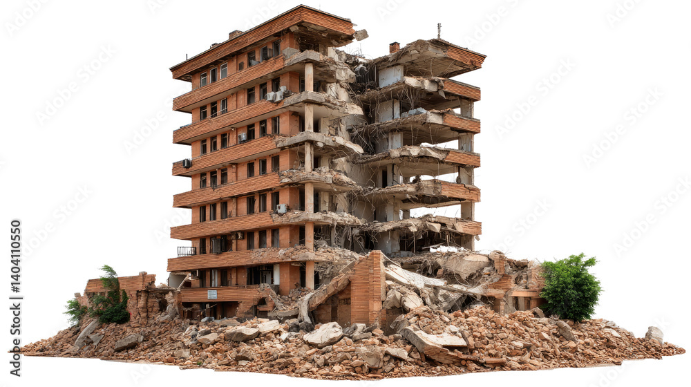 Demolished Building: A stark depiction of a building reduced to rubble ...