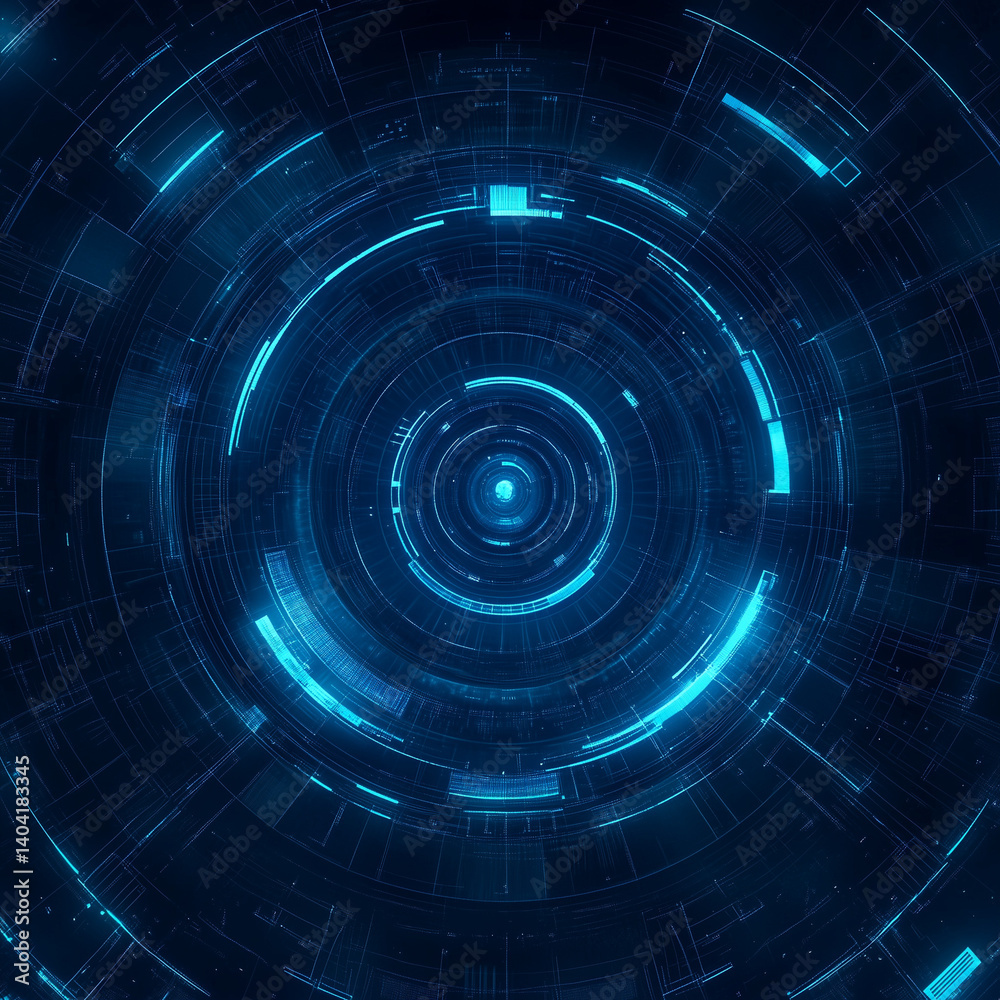 abstract blue technology background. Abstract tech background. Floating Numbers HUD Background ...